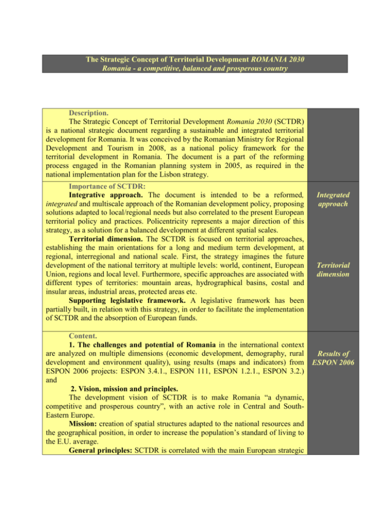 The Strategical Concept of Territorial development
