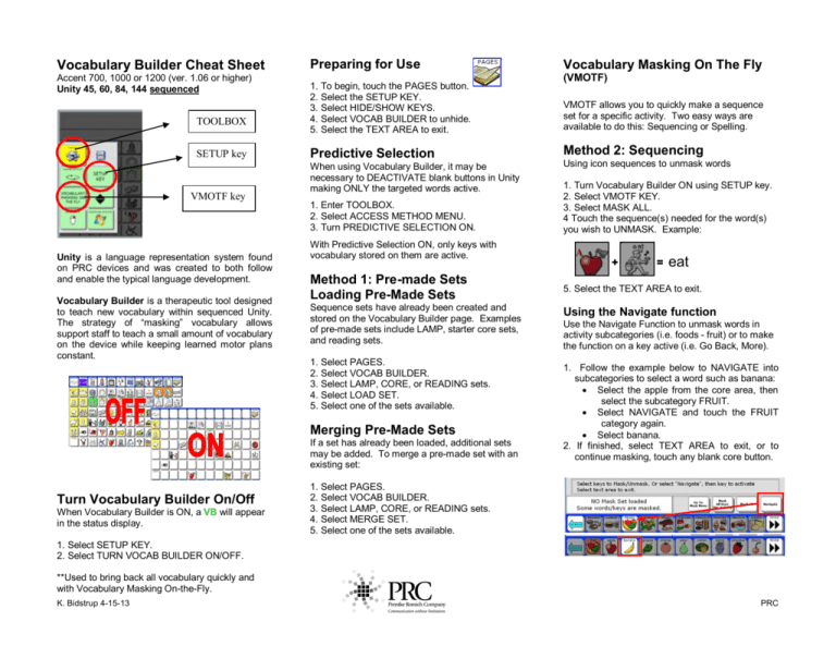 Vocabulary Builder Cheat Sheet