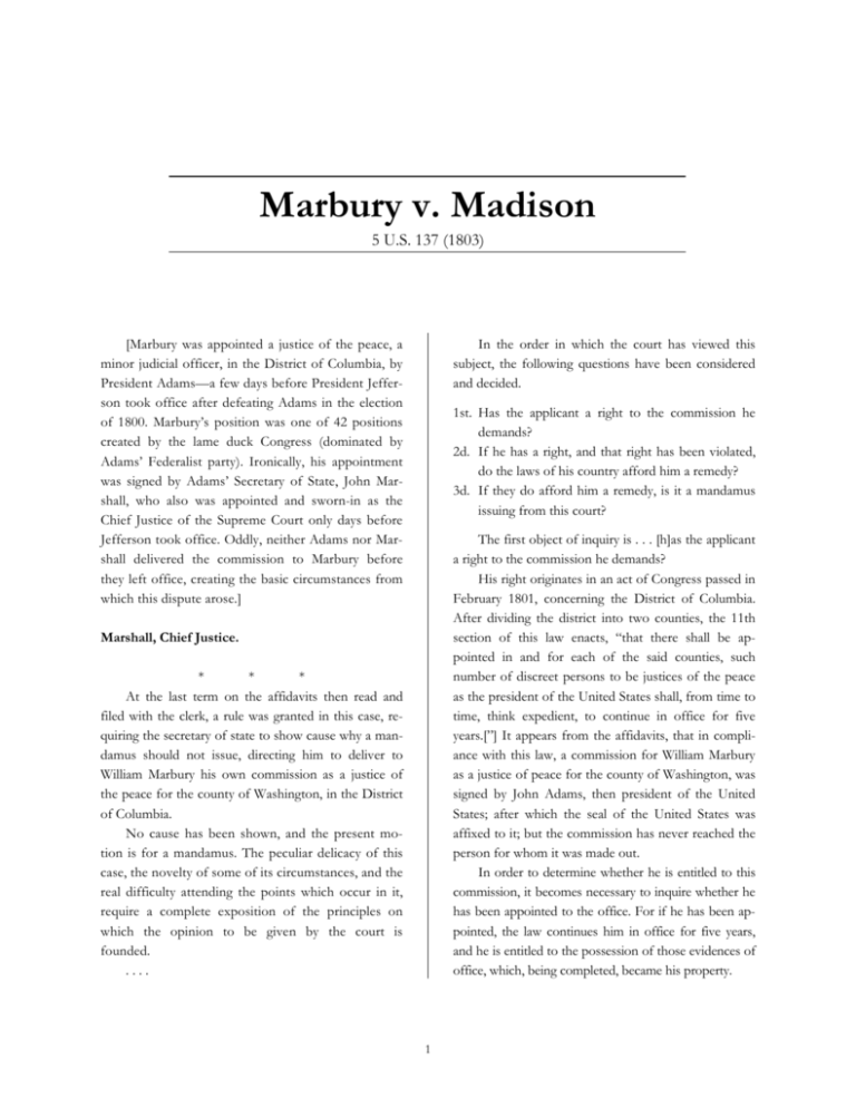 Marbury v. Madison