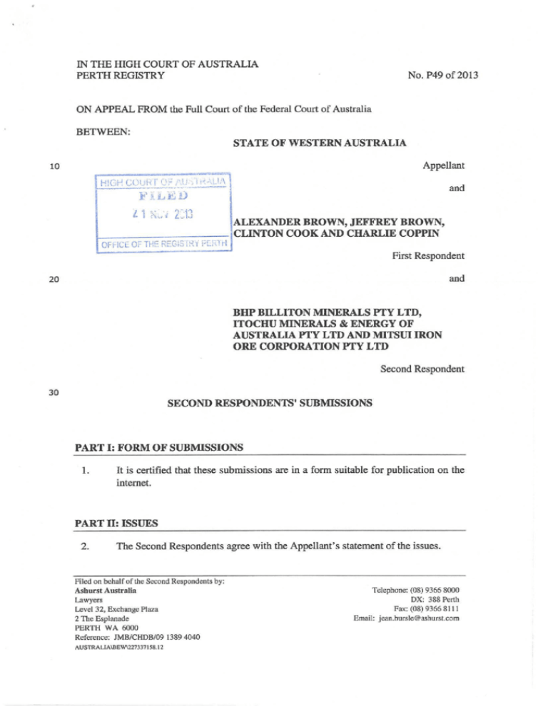 Written submissions - High Court of Australia