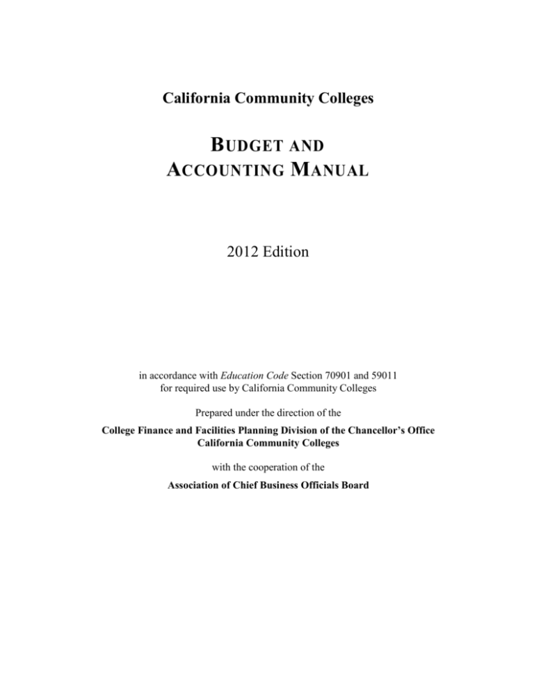 Budget And Accounting Manual Budget And Accounting Manual