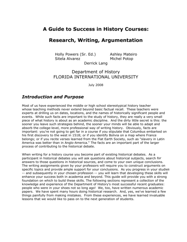 A Guide to Success in History Courses
