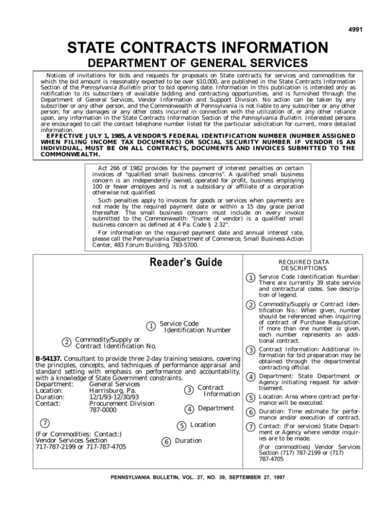 STATE CONTRACTS INFORMATION