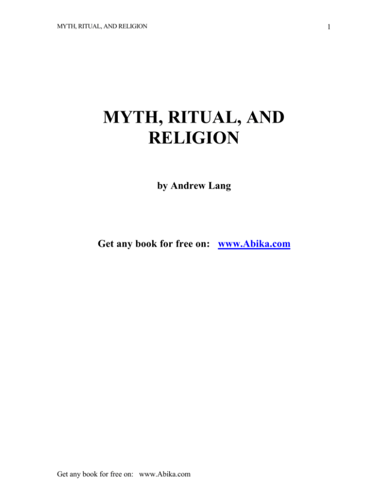 myth, ritual, and religion