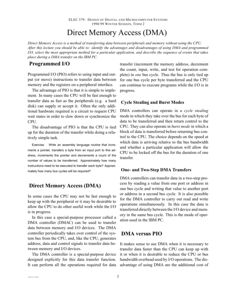 Direct Memory Access (DMA)