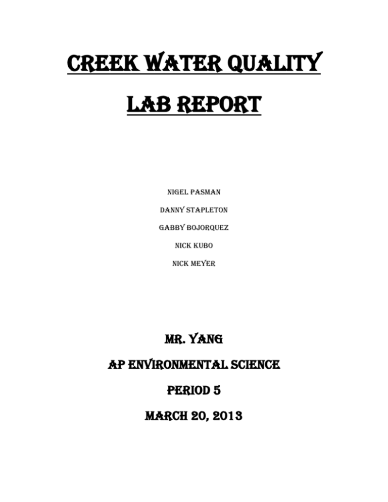 Creek Water Quality Lab Report