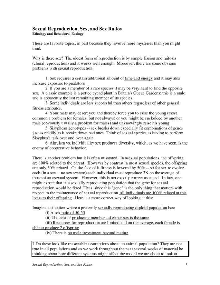 Sexual Reproduction Sex And Sex Ratios
