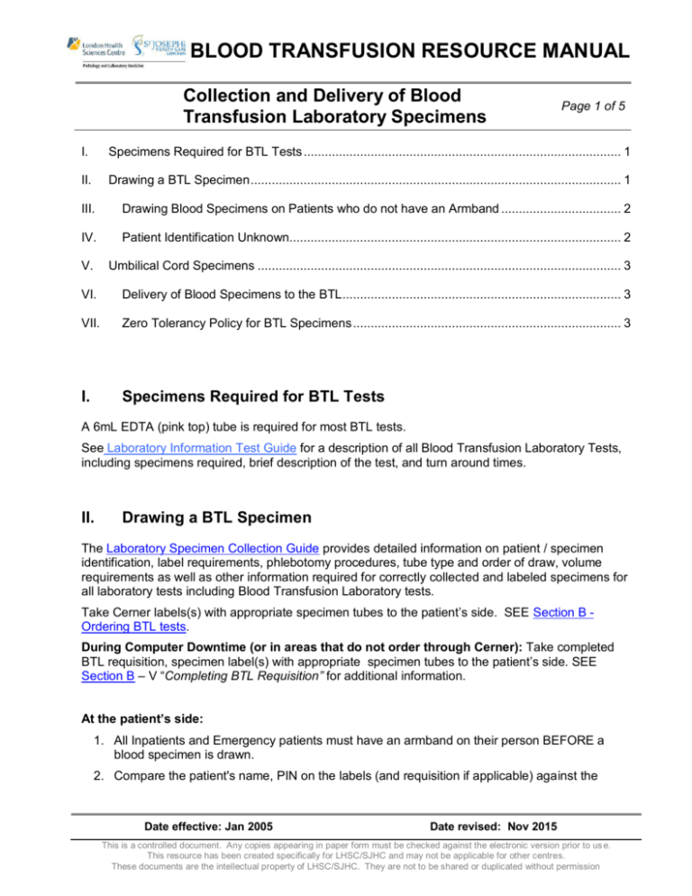I. BLOOD TRANSFUSION RESOURCE MANUAL