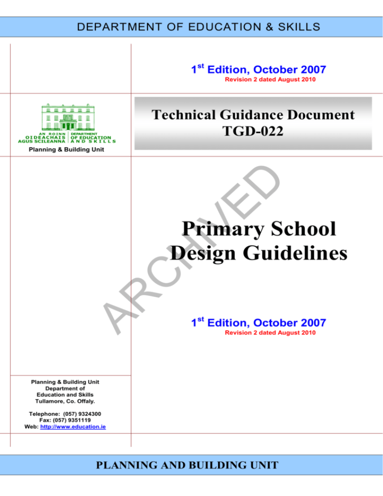 Primary School Design Guidelines - Department of Education and