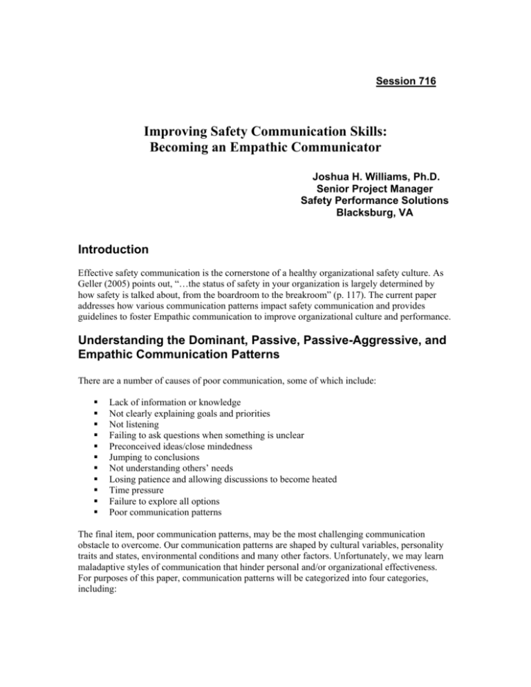 Improving Safety Communication with Behavior
