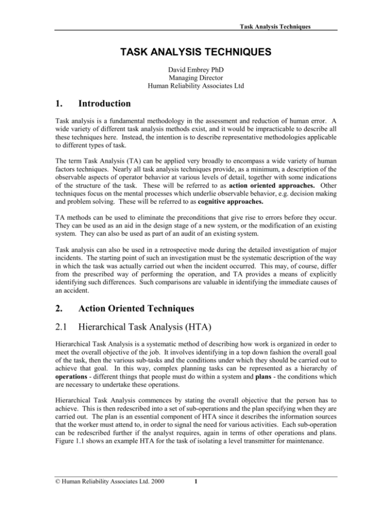 task analysis techniques