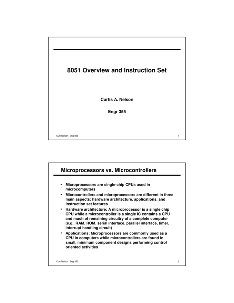 8051 Overview and Instruction Set