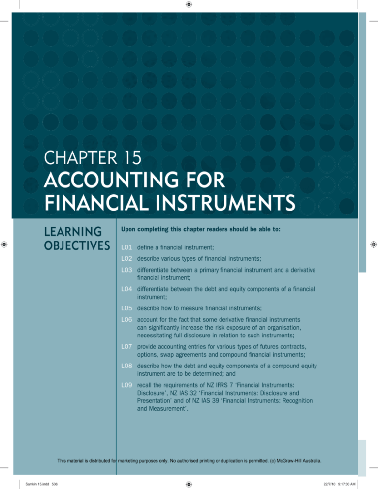 ACCOUNTING FOR FINANCIAL INSTRUMENTS