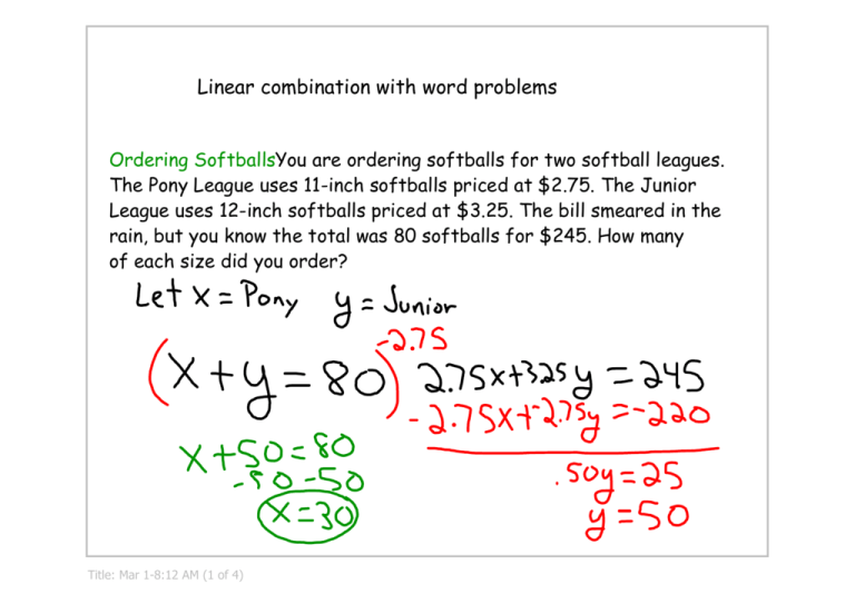 Linear Combination With Word Problems