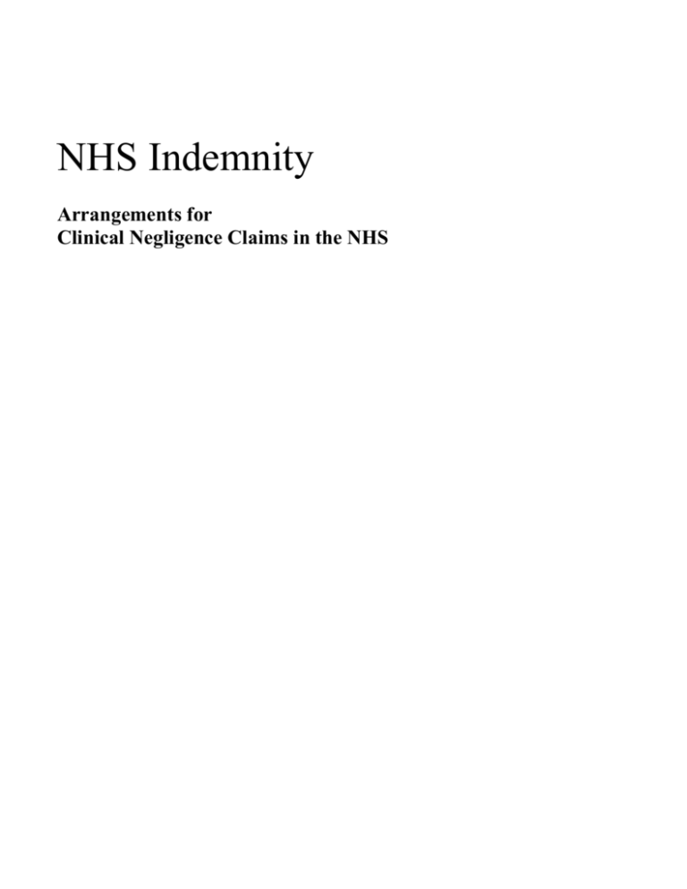 NHS Indemnity - NHS Litigation Authority