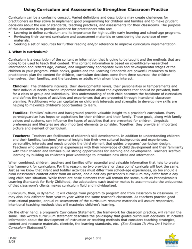 Using Curriculum and Assessment to Strengthen