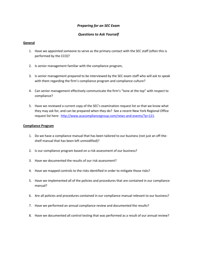 Preparing for an SEC Exam