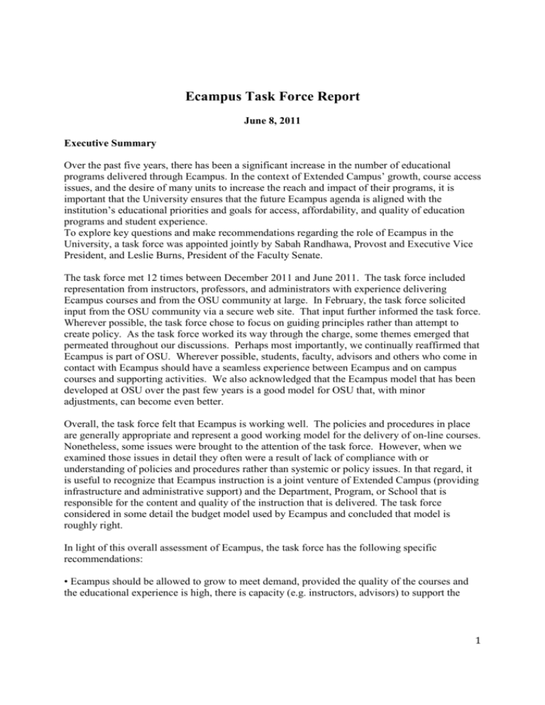 Ecampus Task Force Report