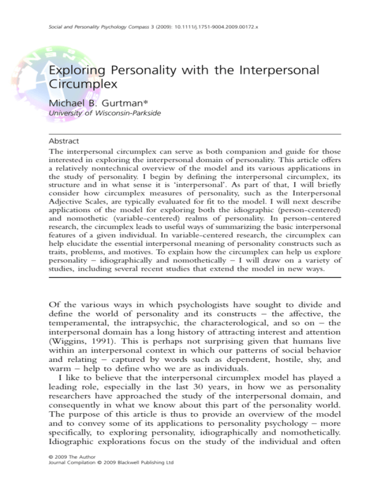 Exploring Personality with the Interpersonal Circumplex