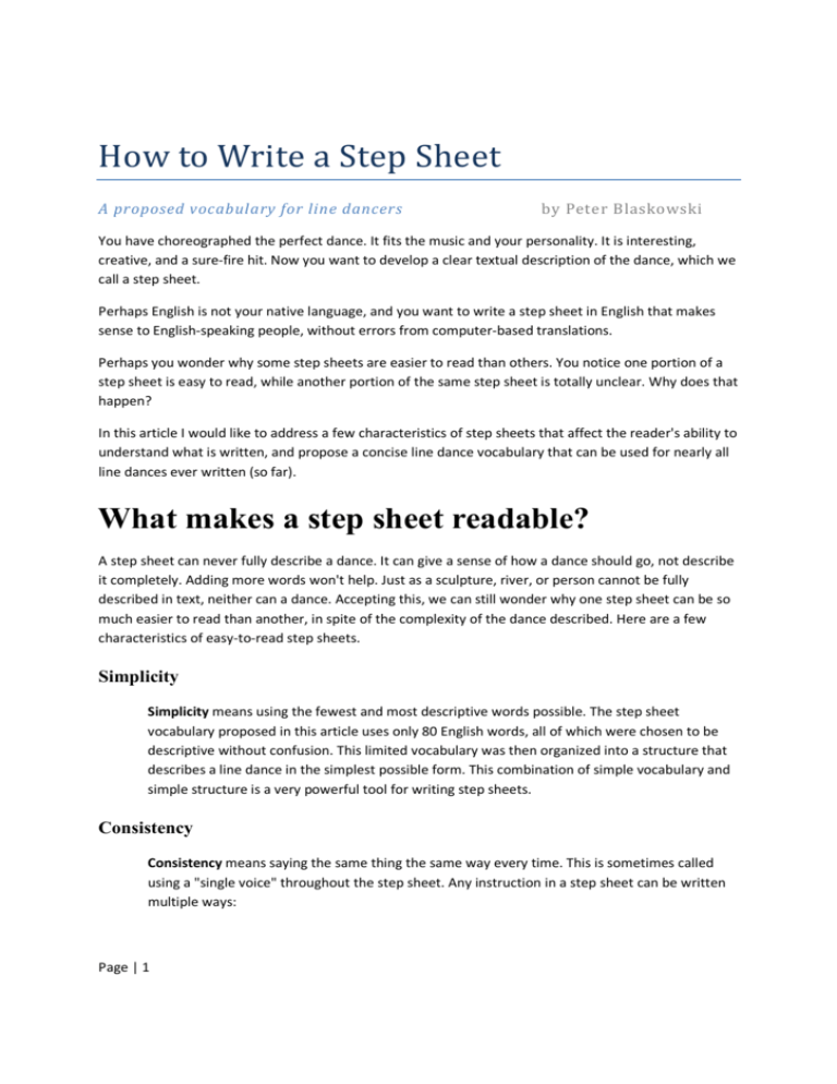 How to Write a Step Sheet2