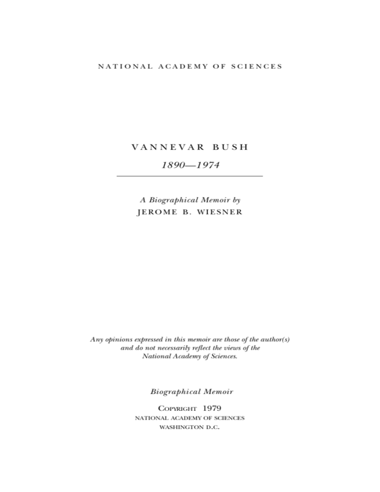 vannevar bush - National Academy of Sciences