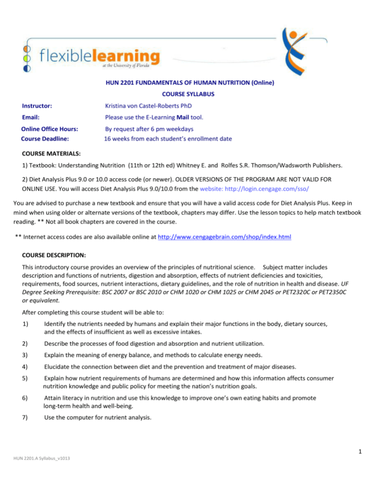 1 HUN 2201 FUNDAMENTALS OF HUMAN