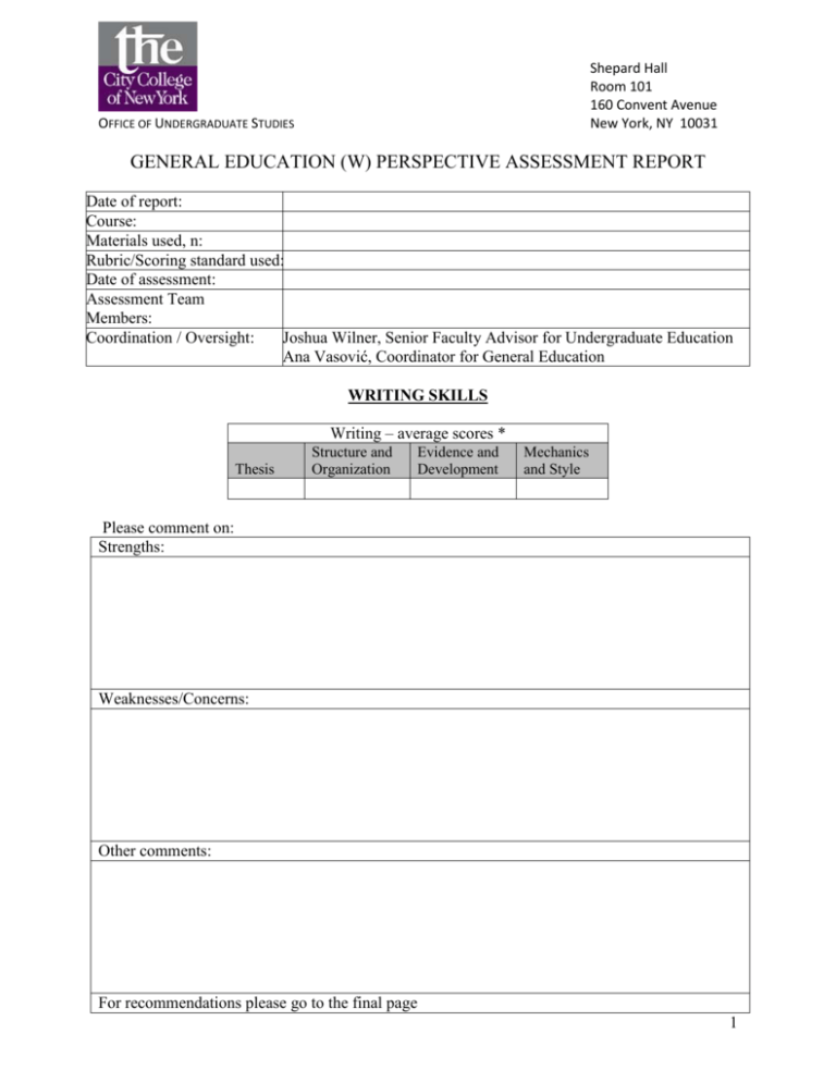 Shepard Hall Room 101 160 Convent Avenue Office of