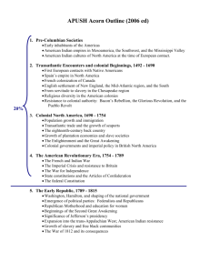 Topic Outline for AP US History