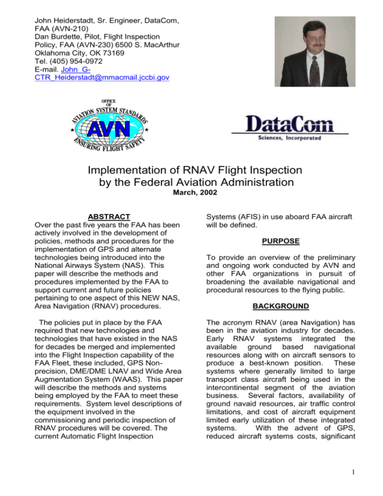 Implementation of RNAV Flight Inspection by the Federal