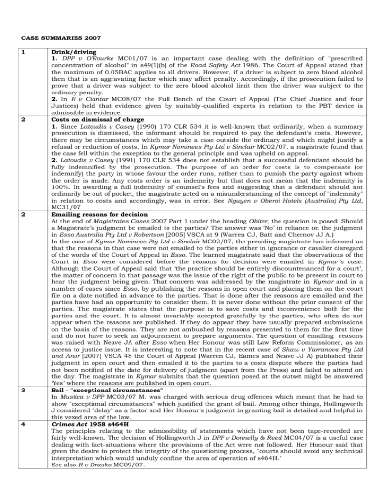 2007 - Magistrates Cases