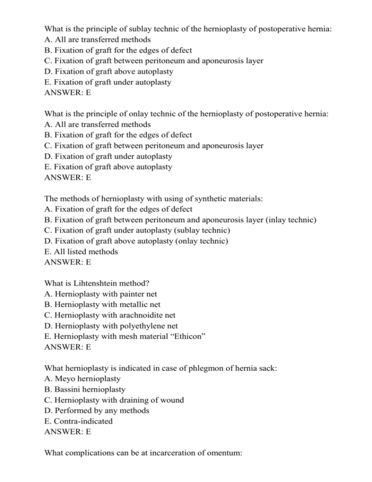 What is the principle of sublay technic of the hernioplasty of