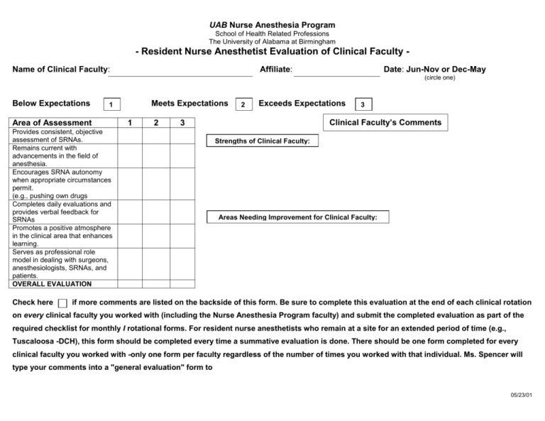 UAB Nurse Anesthesia Program - University of Alabama at
