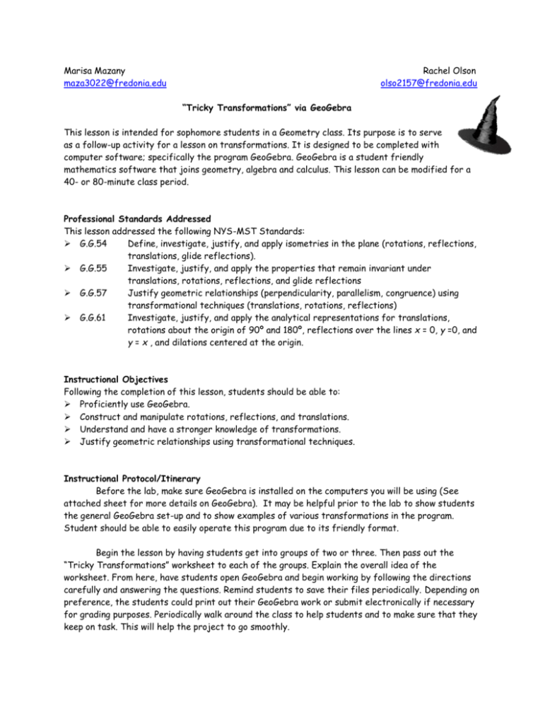 Tricky Transformations via GeoGebra