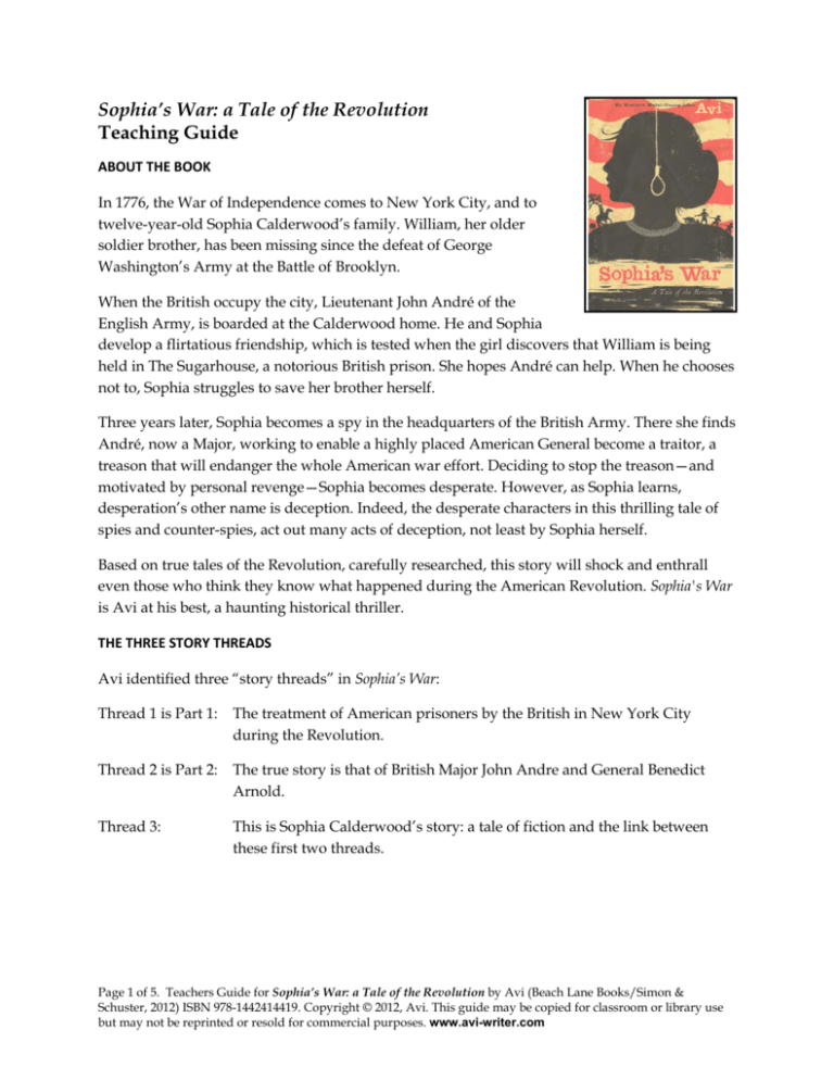 Sophia's War: a Tale of the Revolution Teaching Guide