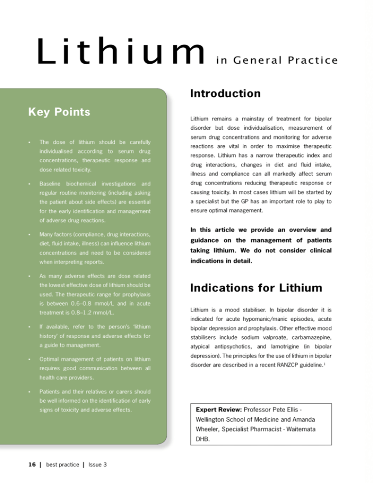 Lithium in General Practice