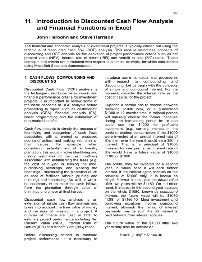 Introduction To Discounted Cash Flow Analysis And Introduction To Discounted Cash Flow Analysis And