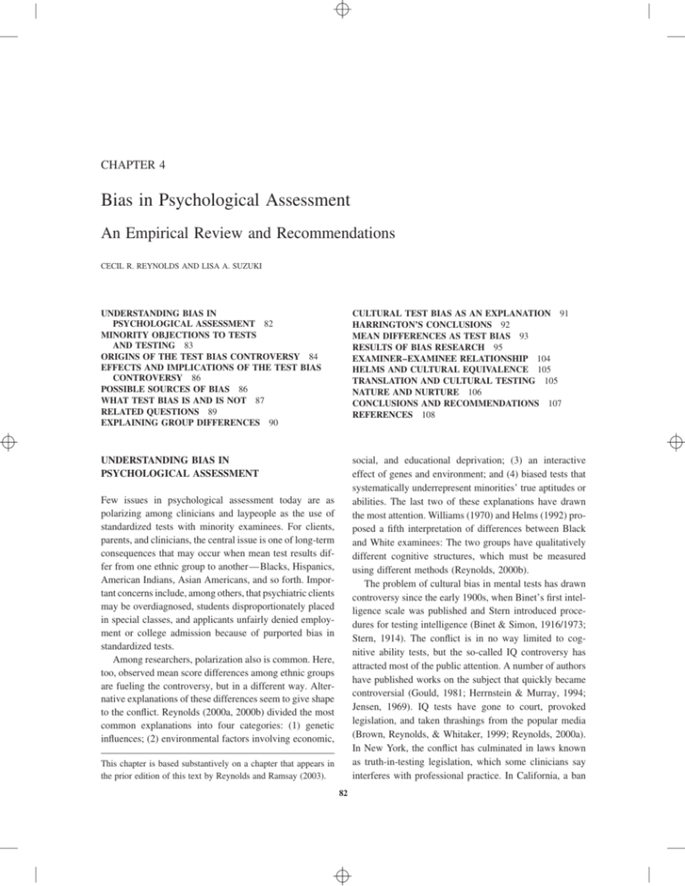 Bias in Psychological Assessment