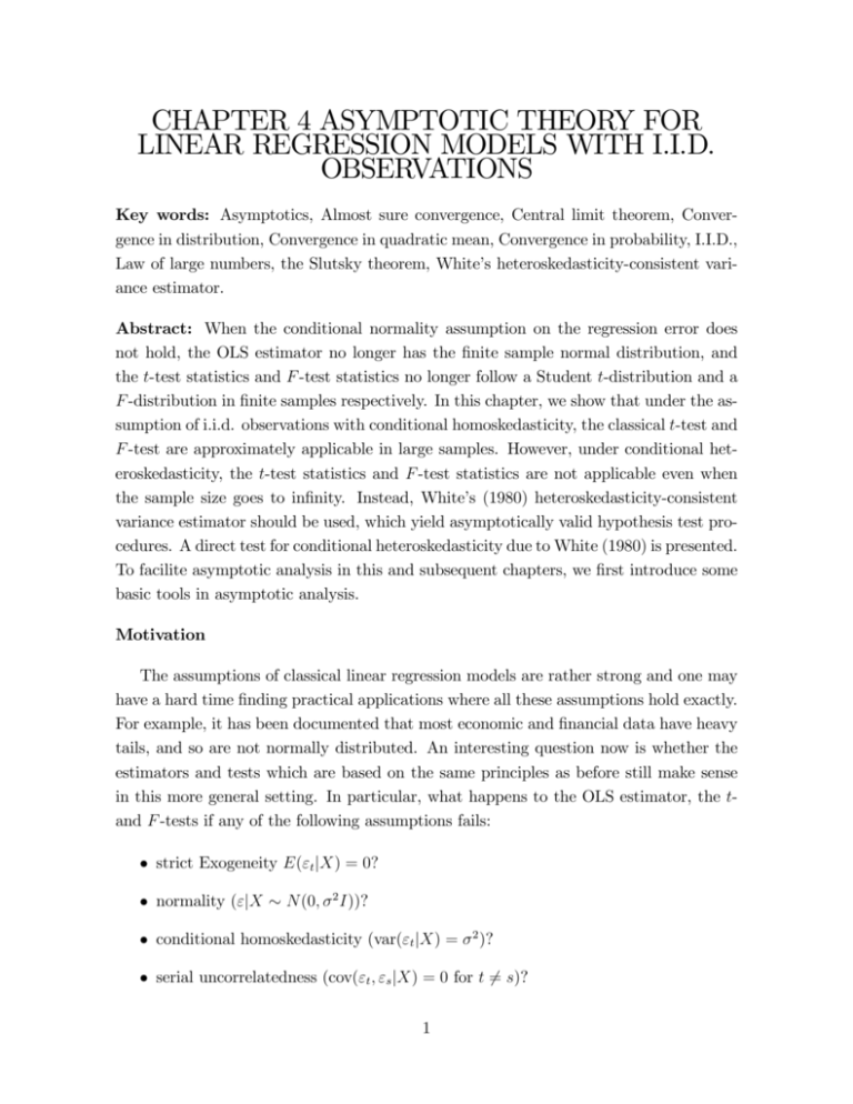 Chapter 4 Asymptotic Theory For Linear Regression Models With Iid