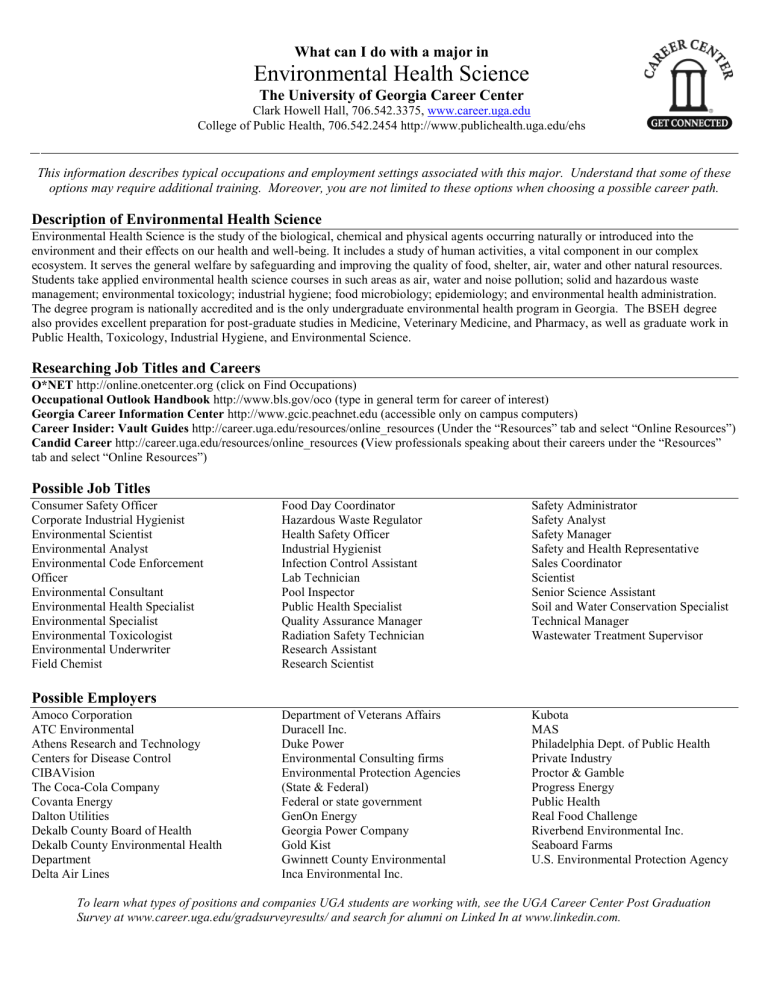 Environmental Health Science - UGA Career Center