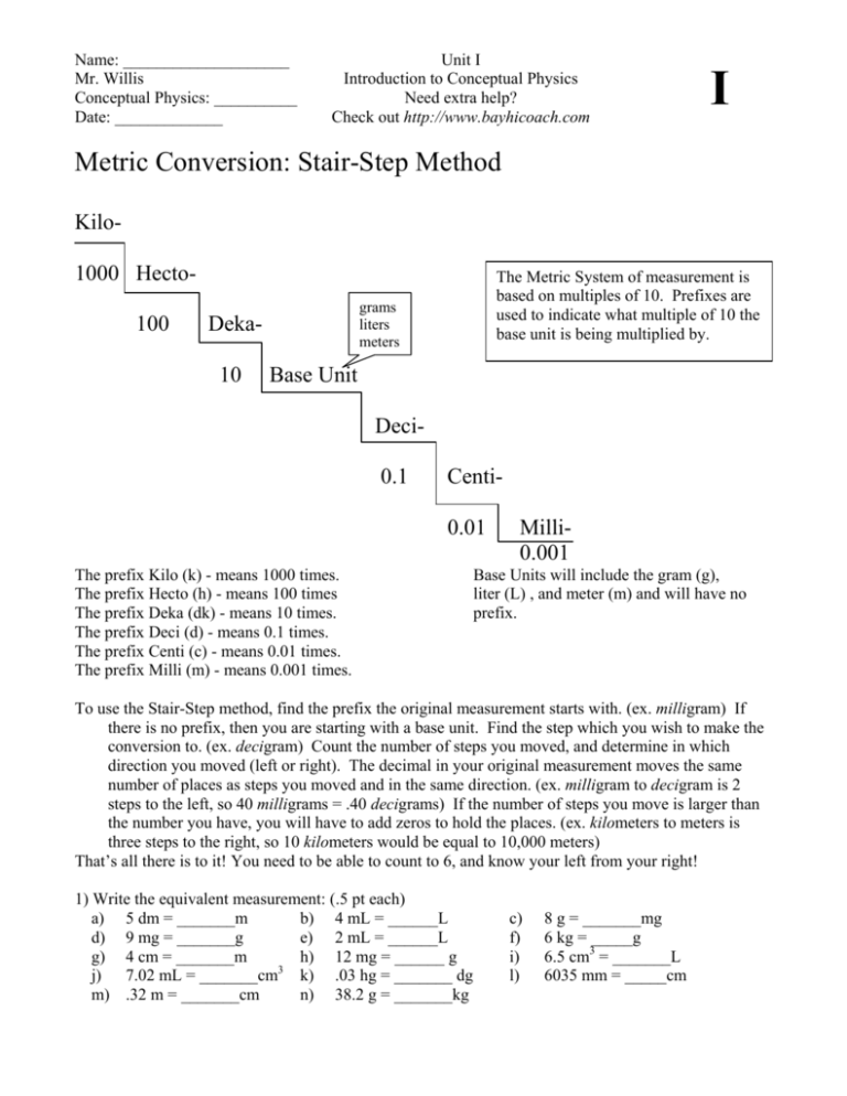 Metric Conversion: Stair