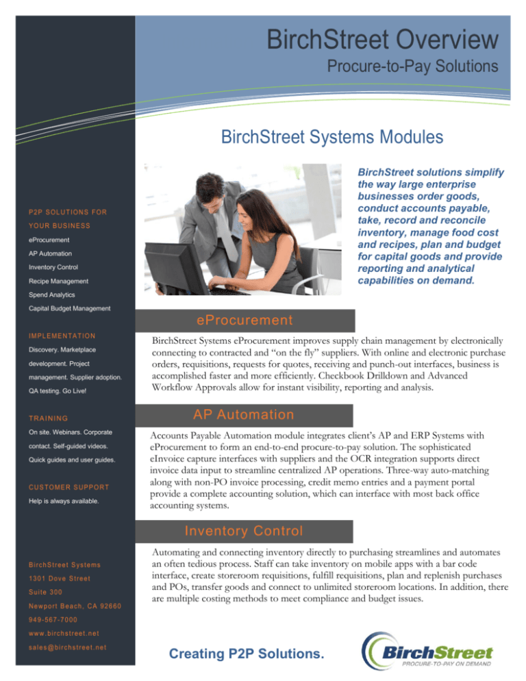 BirchStreet Overview - BirchStreet Systems