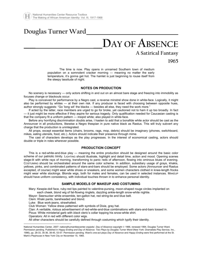 Douglas Turner Ward, Day of Absence