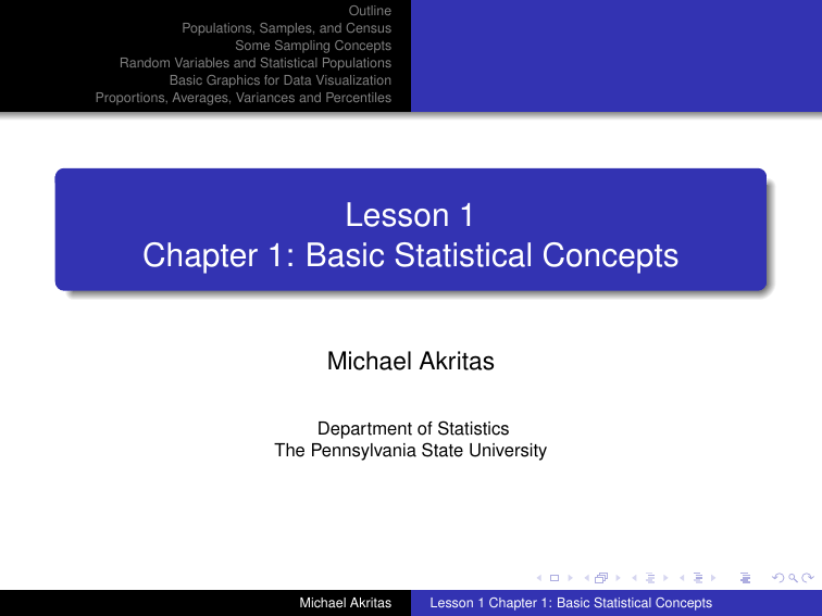 Lesson 1 Chapter 1 Basic Statistical Concepts