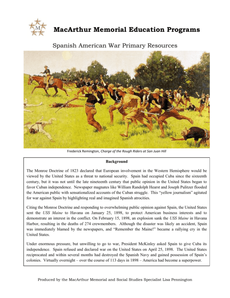 Spanish American War Primary Resources