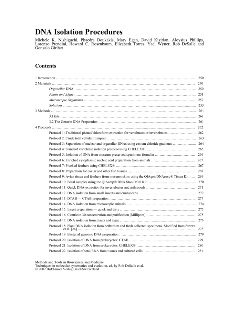 DNA Isolation Procedures