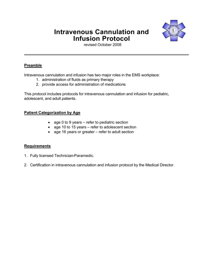 Intravenous cannulation and infusion