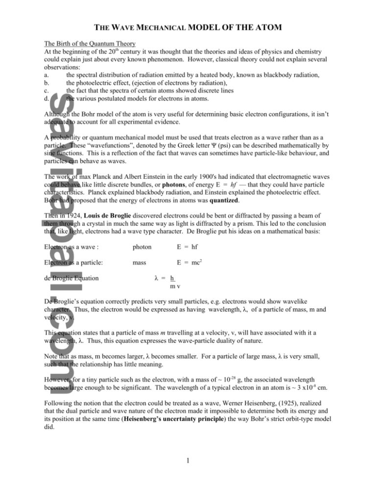 The Wave Mechanical Model of the Atom
