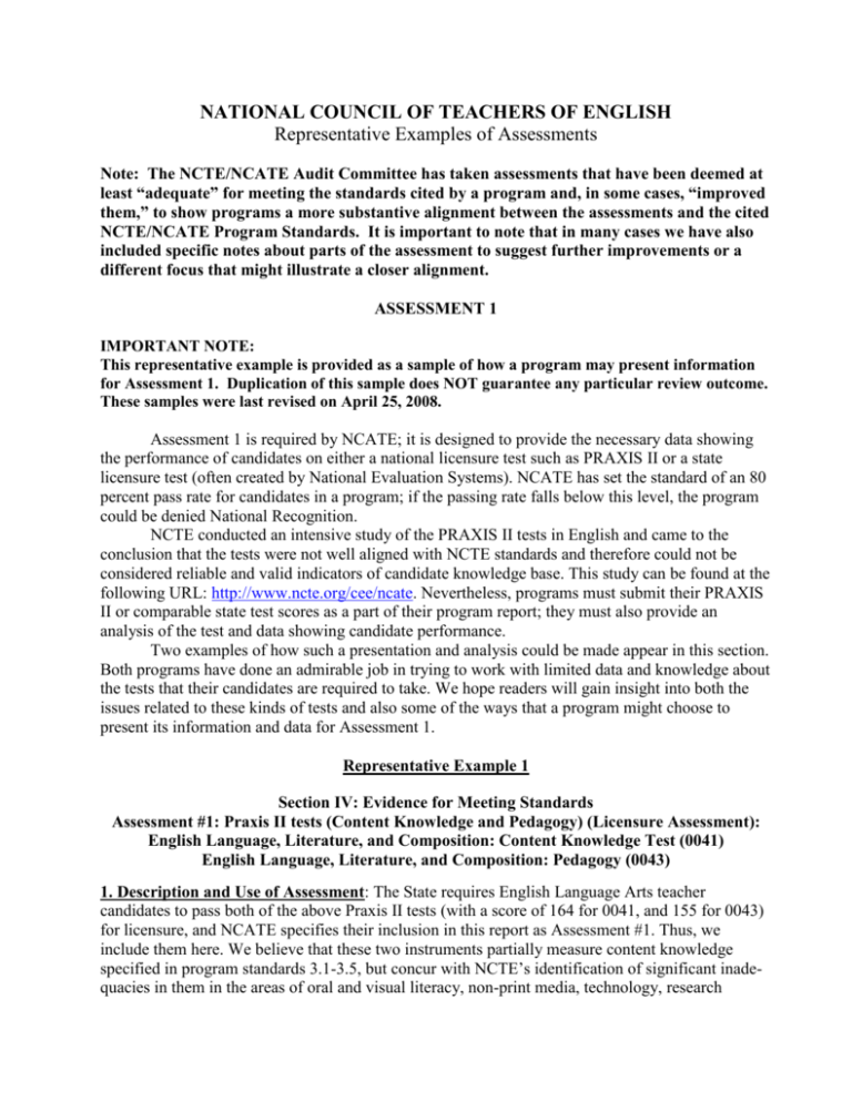 NATIONAL COUNCIL OF TEACHERS OF ENGLISH Representative