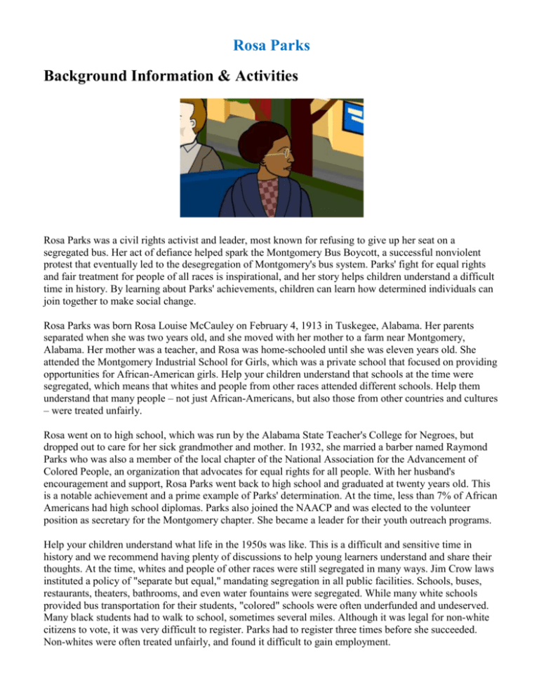 Rosa Parks Background Information & Activities