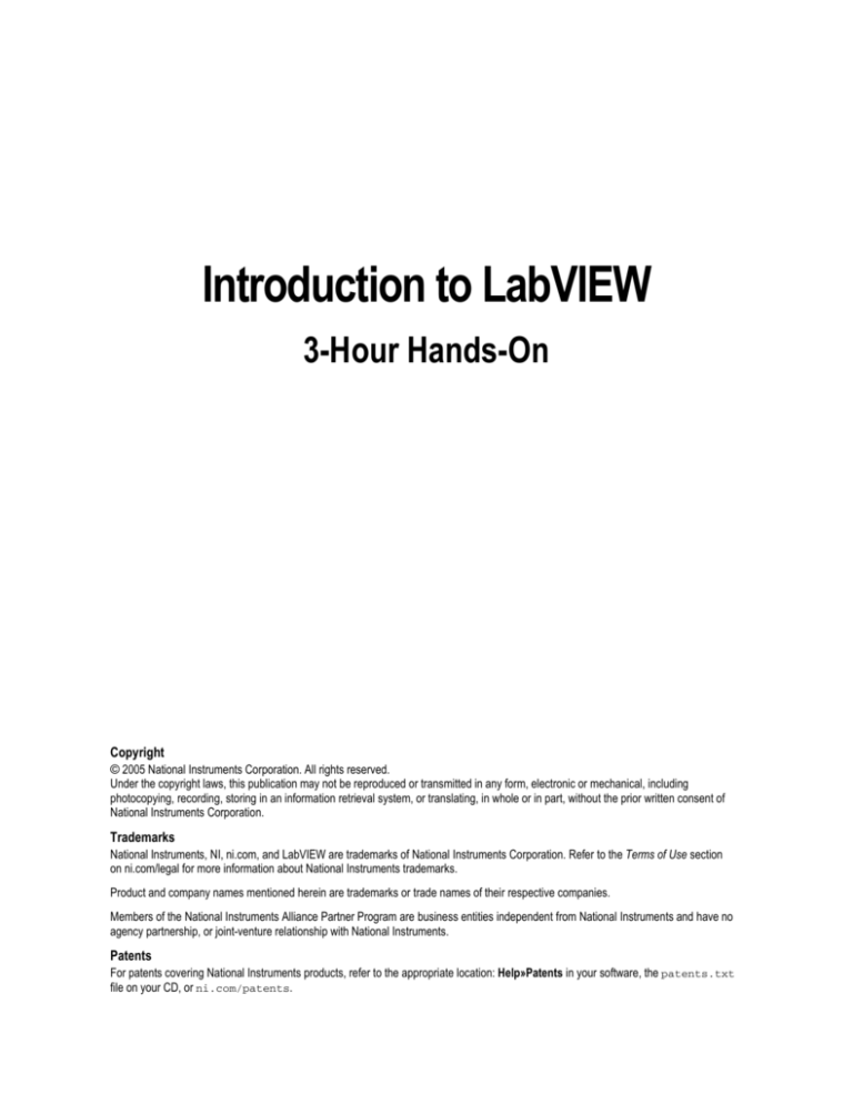 Introduction To LabVIEW